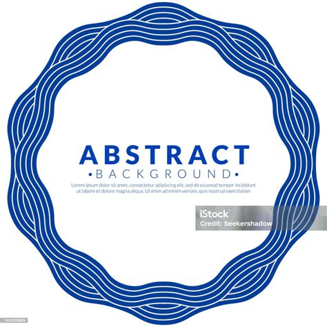 추상 워터 라인 라운드 프레임 흰색 배경에 격리된 파란색 물결 패턴이 있는 원형 프레임 일본식 개념입니다 테두리 템플릿입니다 0