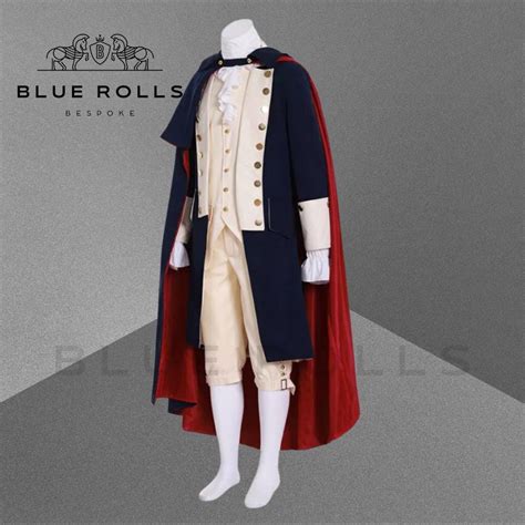 Nuevo Uniforme De George Washington Azul Marino Lana Blanquecina Para