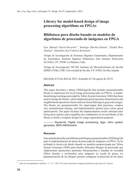 Pdf Library For Model Based Design Of Image Processing Algorithms On Fpgas