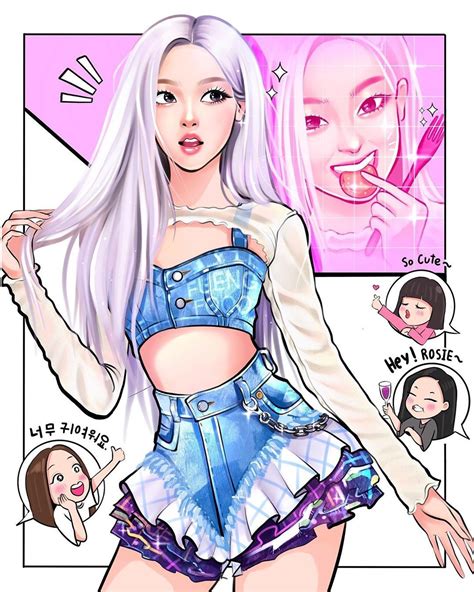 Pin By 𝕂ℙ𝕆ℙ♥︎♡︎♥︎♡︎♪♫︎ On Blackpink Rosé Fanart Blackpink Black