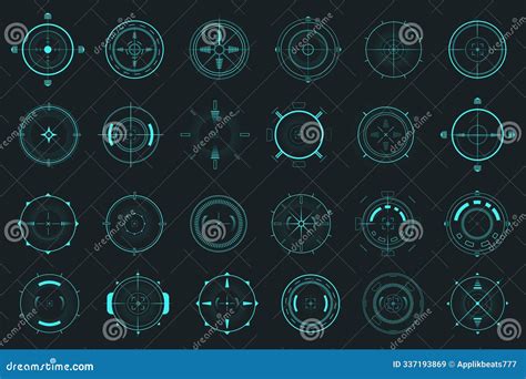 Hud Target Pointer Mega Set Elements In Flat Graphic Design Bundle Objects Of Futuristic User