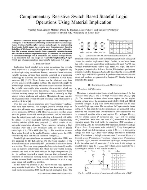 pdf complementary resistive switch based stateful logic operations