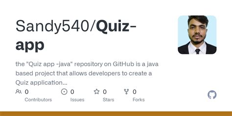 Github Sandy540quiz App The Quiz App Java Repository On Github Is A Java Based Project