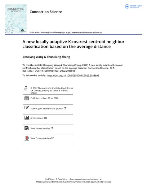 Pdf A New Locally Adaptive K Nearest Centroid Neighbor Classification