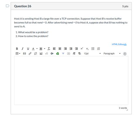 Question 26 5 Pts Host A Is Sending Host B A Large