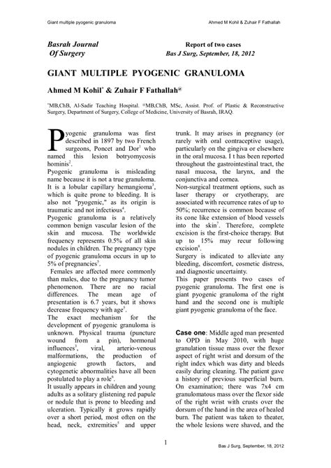 Pdf Giant Multiple Pyogenic Granuloma