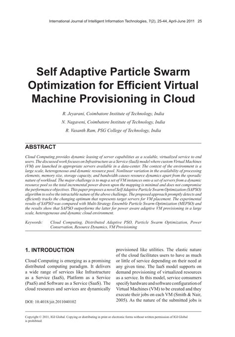 Pdf Self Adaptive Particle Swarm Optimization For Efficient Virtual