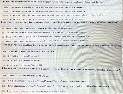 Solved An Overloaded Assignment Operator Function Must