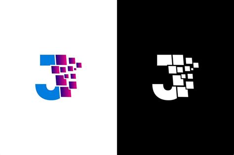 Premium Vector Initial Letter J Digital Pixel Logo Design Template