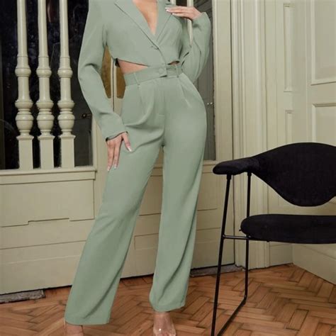 Shein Women S Green Suit Depop