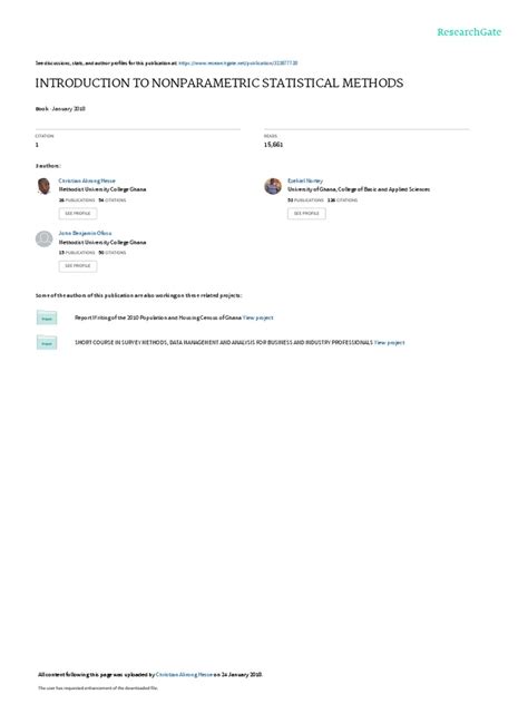 Introduction To Nonparametric Statistical Methods January 2018 Pdf