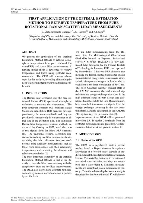 Pdf First Application Of The Optimal Estimation Method To Retrieve Temperature From Pure