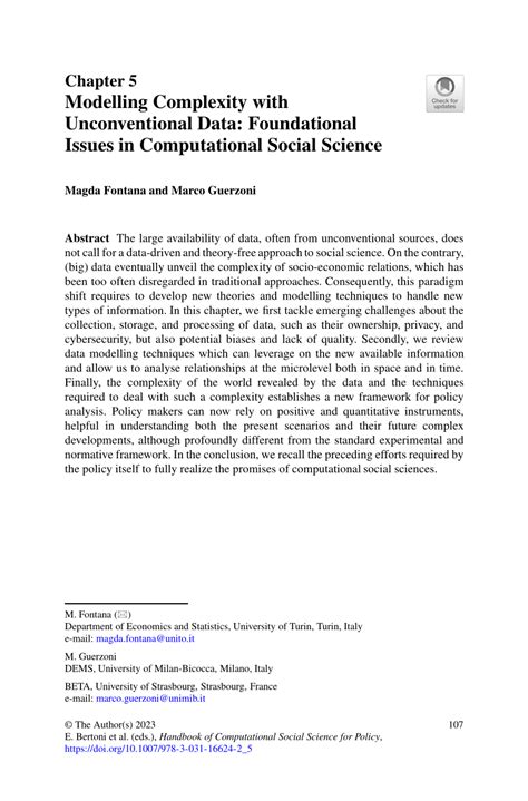 PDF Modelling Complexity With Unconventional Data Foundational Issues In Computational Social