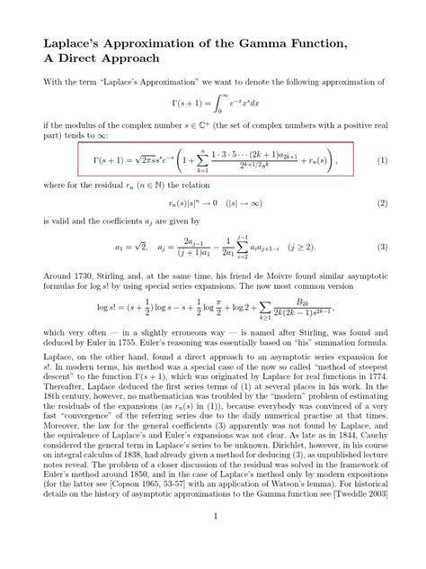 Laplaces Approximation Of The Gamma Function Pdf Laplace Transform