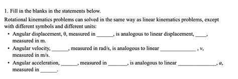 Solved 1 Fill In The Blanks In The Statements Below