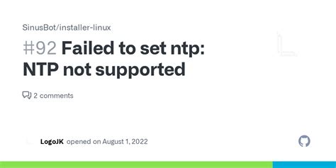 Failed To Set Ntp Ntp Not Supported · Issue 92 · Sinusbotinstaller Linux · Github