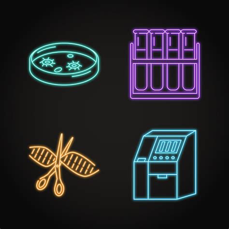 Premium Vector Set Of Genome Sequencing Concept Neon Icons