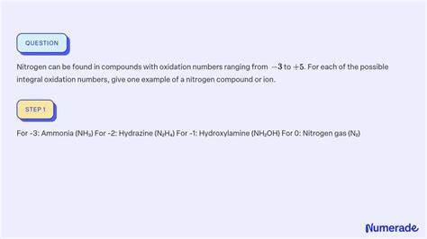 Solved Nitrogen Can Be Found In Compounds With Oxidation Numbers Ranging From 3 To 5 For Each