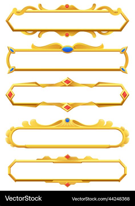 Empty Gold Ui Frames With Gems Set Of Game Frames Vector Image