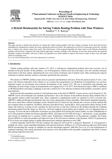 Pdf A Hybrid Meta Heuristic For Solving Vehicle Routing Problem With Time Windows