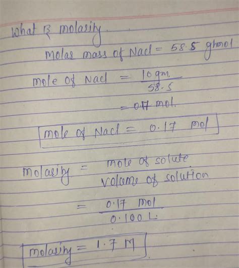Solved If Grams Of NaCl Is Dissolved In ML Of Water What Is The Course Hero