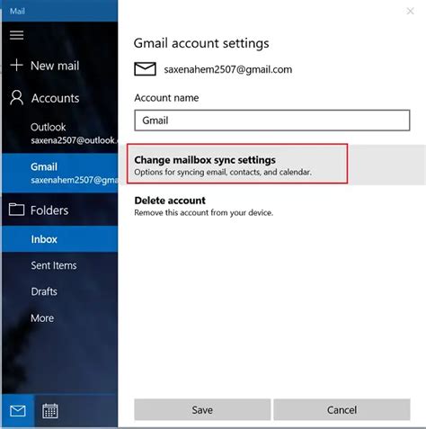 Change Outlook App Sync Settings In Windows