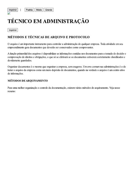 Métodos E Técnicas De Arquivo E Protocolo Pdf