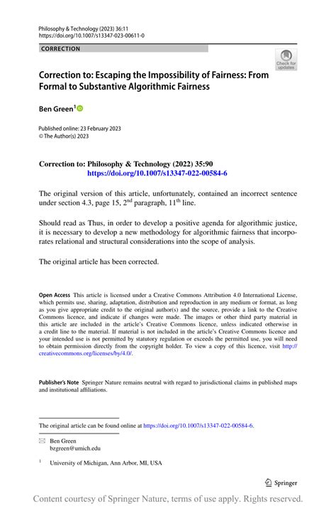 Pdf Correction To Escaping The Impossibility Of Fairness From