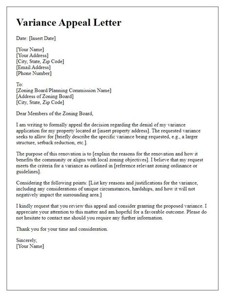 Letter Template For Residential Zoning Variance Application Free