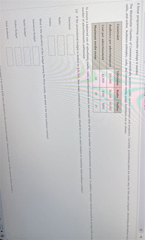 Solved A Linear Programming Computer Package Is Neededthe