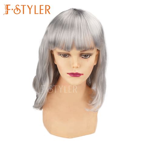 Silver Short Haircut With Bangs Synthetic Costume Wig 7712 Jinhanwig