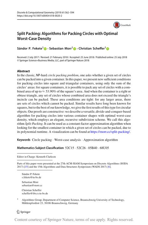 split packing algorithms for packing circles with optimal worst case