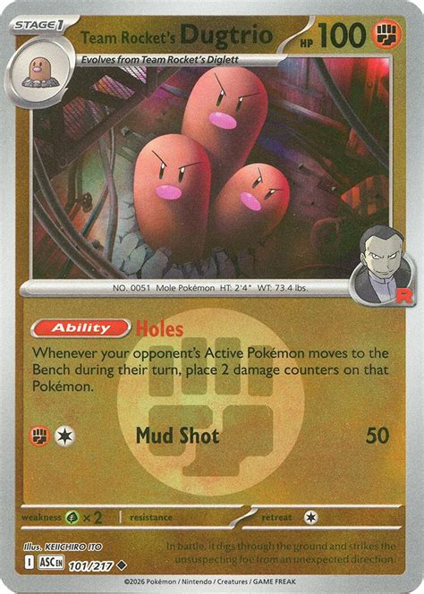 Team Rockets Dugtrio 101 217 Energy Symbol Pattern [mega Evolution Ascended Heroes] Good