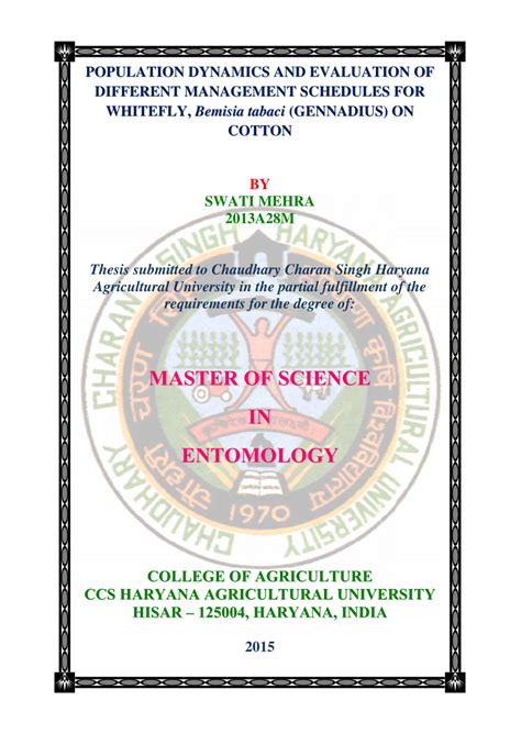 Pdf Population Dynamics And Evaluation Of Different Management