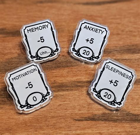 Rpg Status Effect Acrylic 1” Pins Anxiety Sleepiness Memory Motivation Etsy