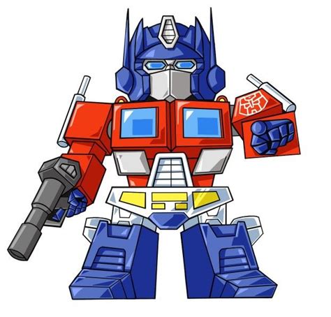 Chibi Convoy San Aka Optimus Prime Super Héroe Transformers Dibujos Animados Superhéroes