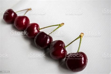흰색 배경에 줄로 배열 된 달콤한 빨간 체리 3 쌍 음식 및 음료 컨셉 0명에 대한 스톡 사진 및 기타 이미지 0명 개체 그룹 건강한 생활방식 Istock