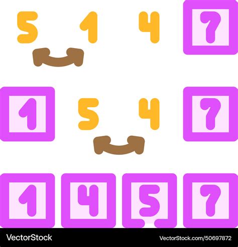 Insertion Sort Algorithm Color Icon Royalty Free Vector