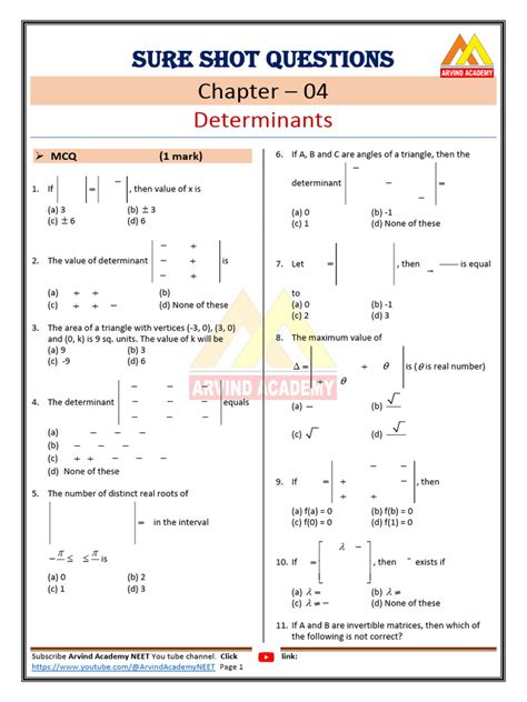 Question Chap 4 Determinant Pdf Abstract Algebra Mathematical Analysis