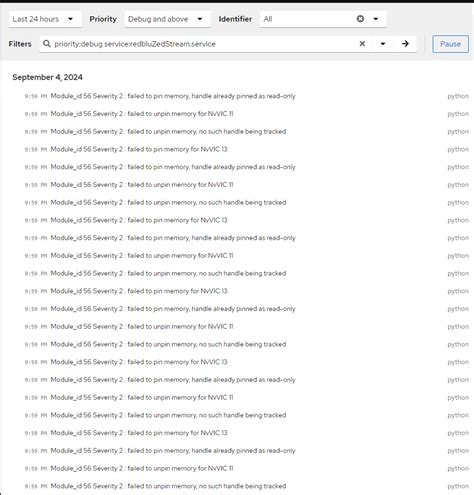 log flooding due to unpin memory in python sdk stereolabs forums