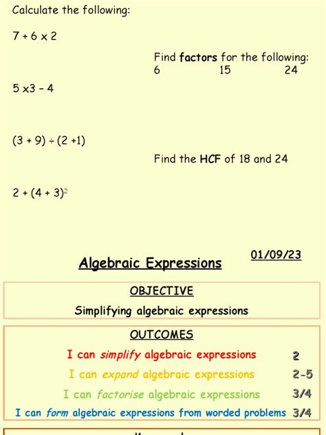 1 Algebraic Expressions Simplify Expand Factorise Sub A Pdf Factorization Mathematics 1 Algebraic Expressions Simplify Expand Factorise Sub A Pdf Factorization Mathematics