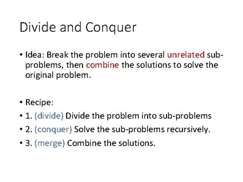 Lecture Divide And Conquer Basic Algorithm Design