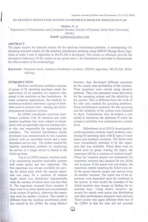 Pdf O Transient Results For Machi E Interfere Ce Problem Through Matlab