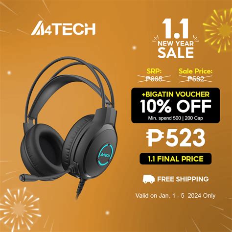 A4Tech FH300U Neon Illuminate LED Backlit Stereo Noise Canceling Wired USB Headset Shopee