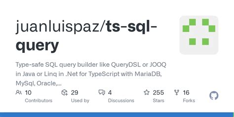 Github Juanluispazts Sql Query Type Safe Sql Query Builder Like