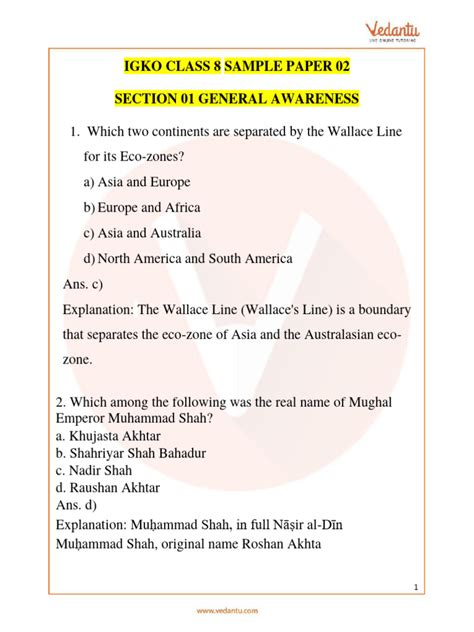 Igko Olympiad Sample Paper 2 For Class 8 With Solutions Download Free