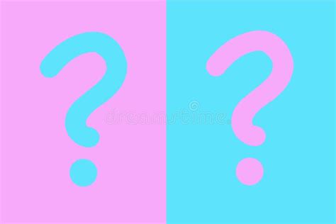 two question marks in the colors of light blue and pink stock