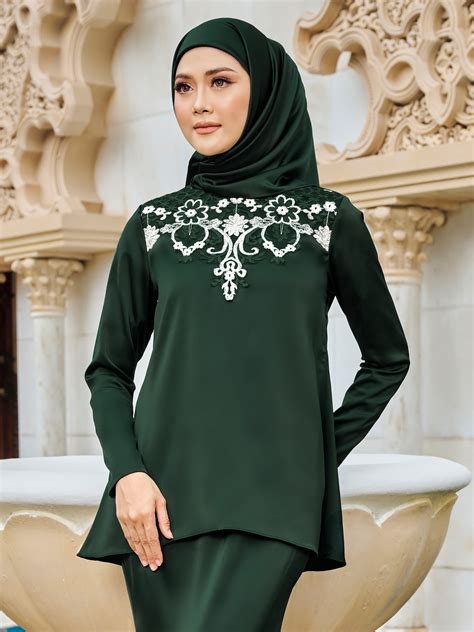 Jeero Zerol Ready Made Designer Muslimah Contemporary Dresses And Jubah Theme Color Emerald