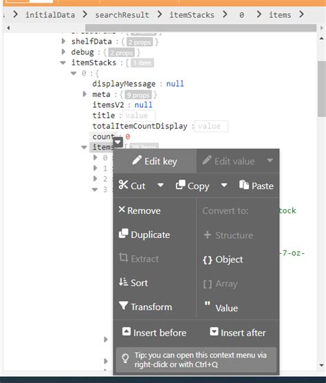 can we add a way to copy the path of a key · issue 152 · josdejong