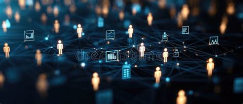 Abstract Network Of Human Figures Connected By Lines On Light Background Concept Of Social